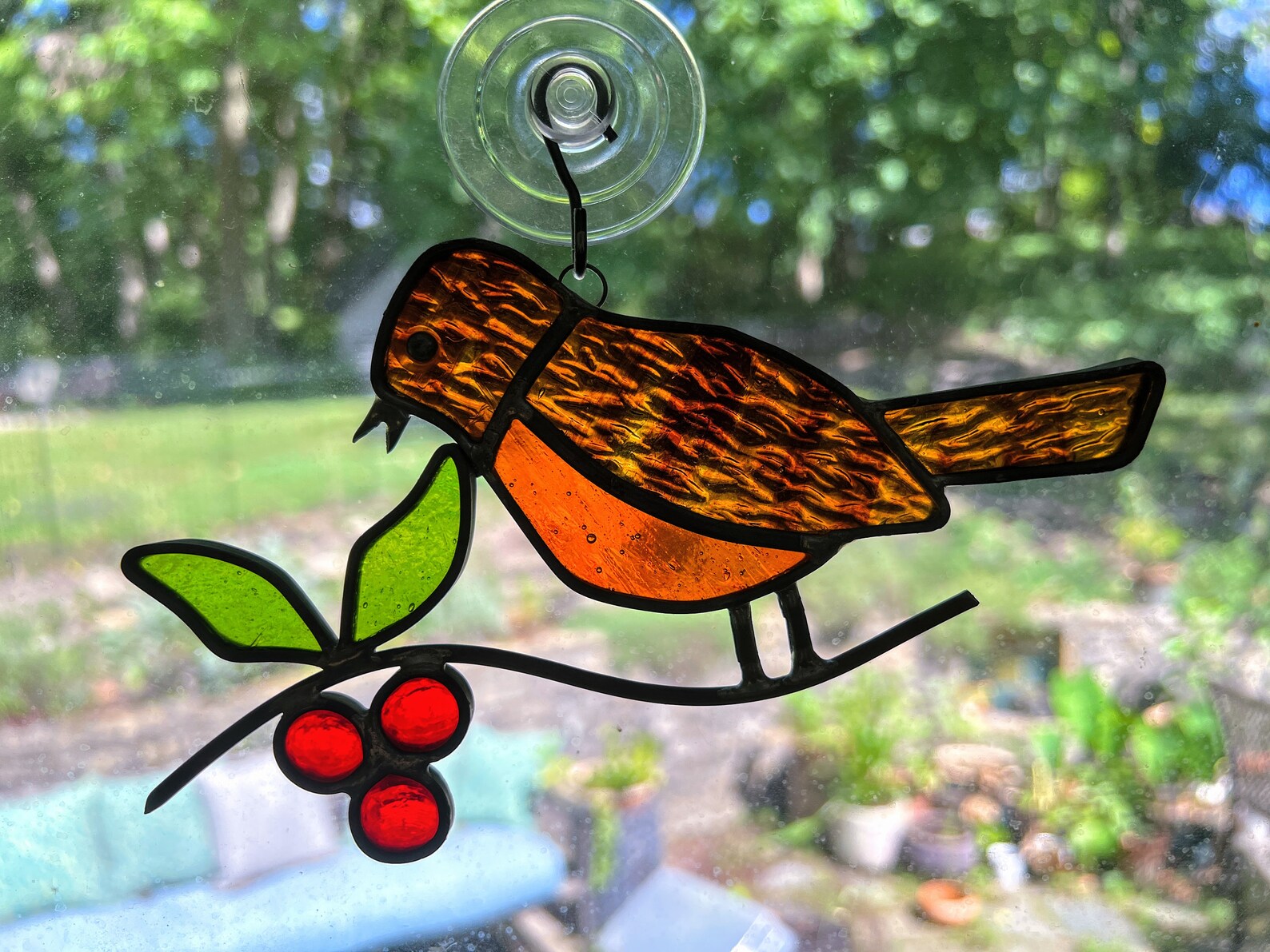 Vintage Robin Stained Glass Suncatcher Stained Leaded Glass - Etsy