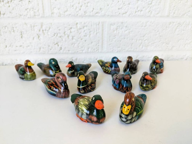 Tiny Vintage Hand Painted Clay Duck Figurine Miniature Duck | Etsy