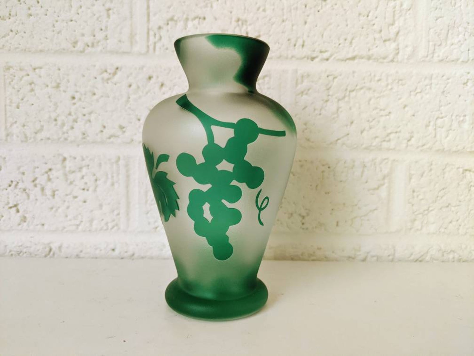 Vintage Bayel Cameo Glass Crystal Vase Grape Clusters and | Etsy