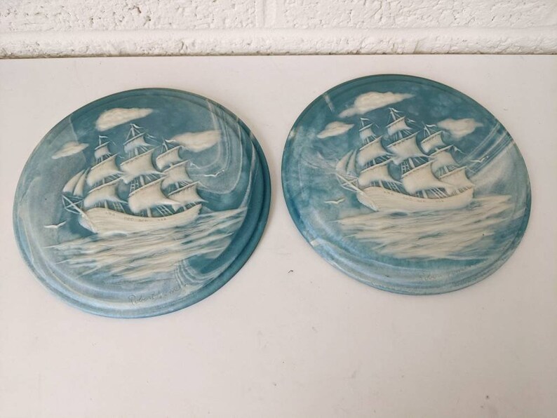 Vintage Incolay Wall Art | Ship Plaque | Designed and Signed by Robert ...