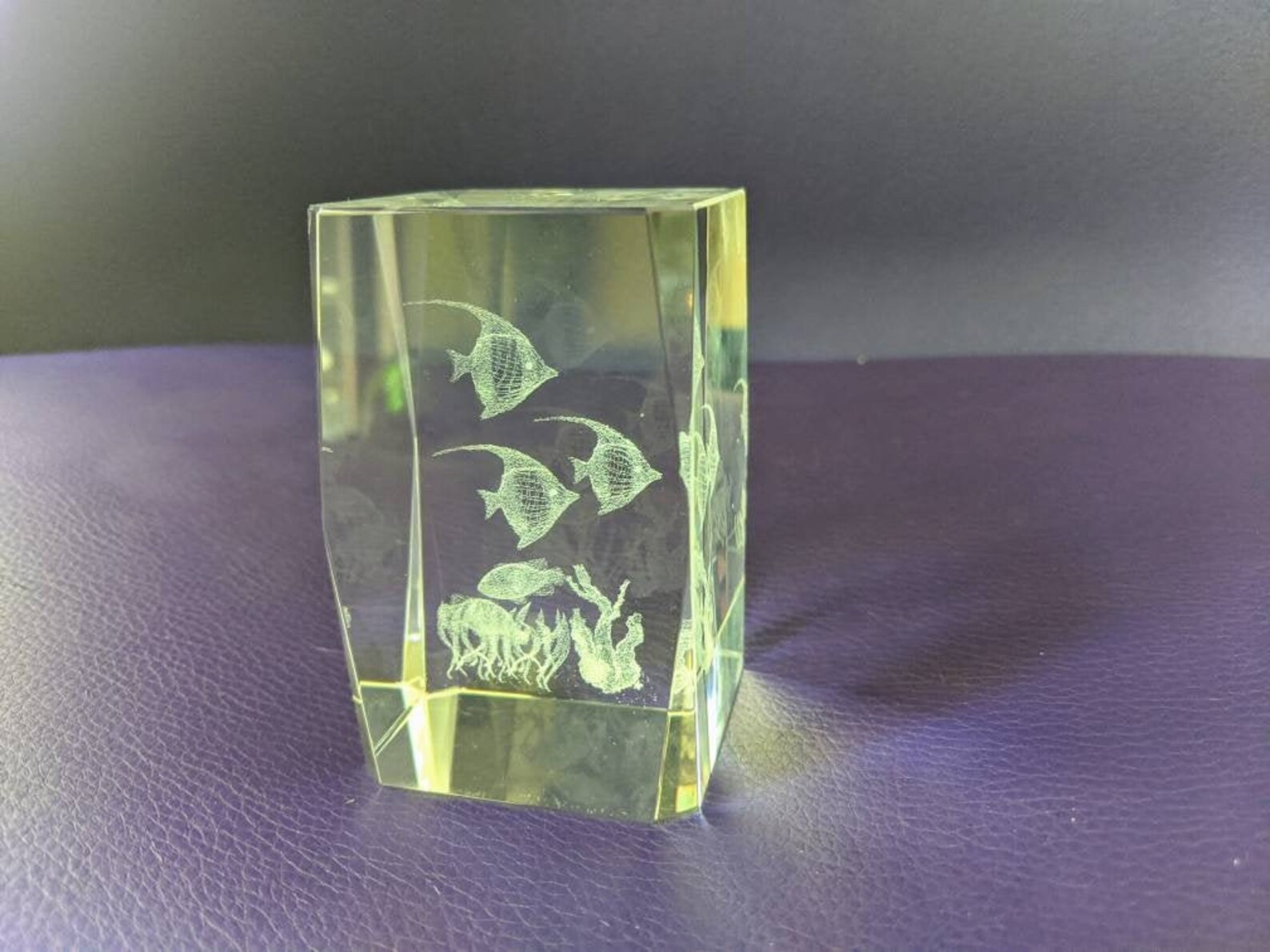 Vintage Laser Engraved Fish Crystal Cut Glass Paperweight - Etsy