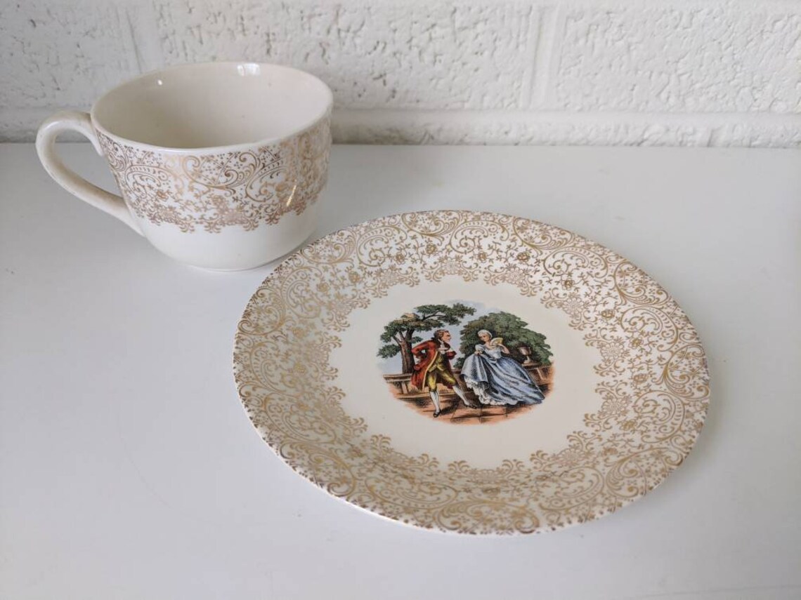 Set of Five Vintage Royal China Inc. Colonial Gold Courting | Etsy