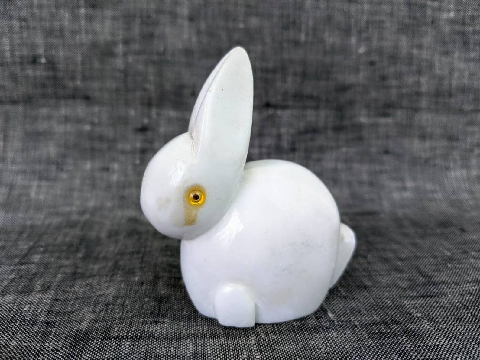 Vintage White Marble Bunny Figurine | Etsy