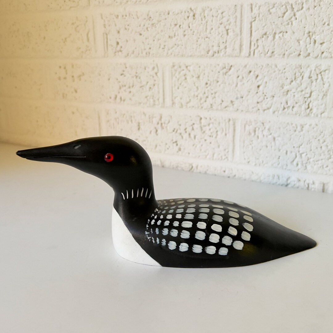 Vintage Carved Wood Loon | Forest Time Products | Hand Carved Loon ...