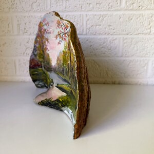 Vintage Painting on Burlwood Painted Tree Conk Painted - Etsy