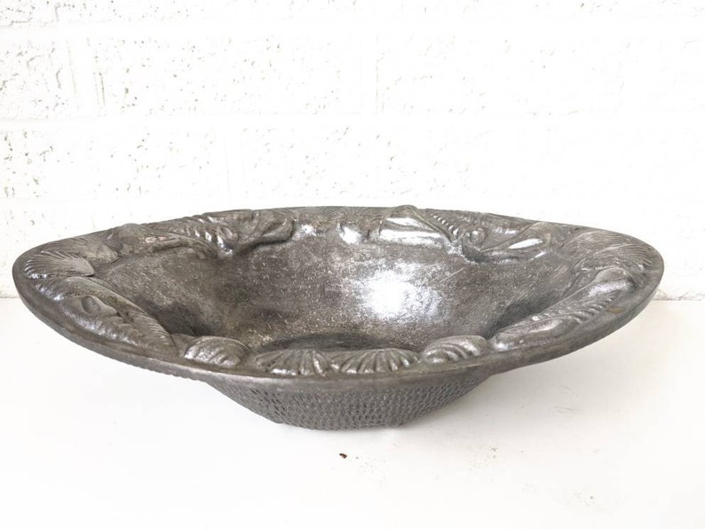 Vintage Seashell Bowl Cast Aluminum Oval Shaped Bowl With - Etsy