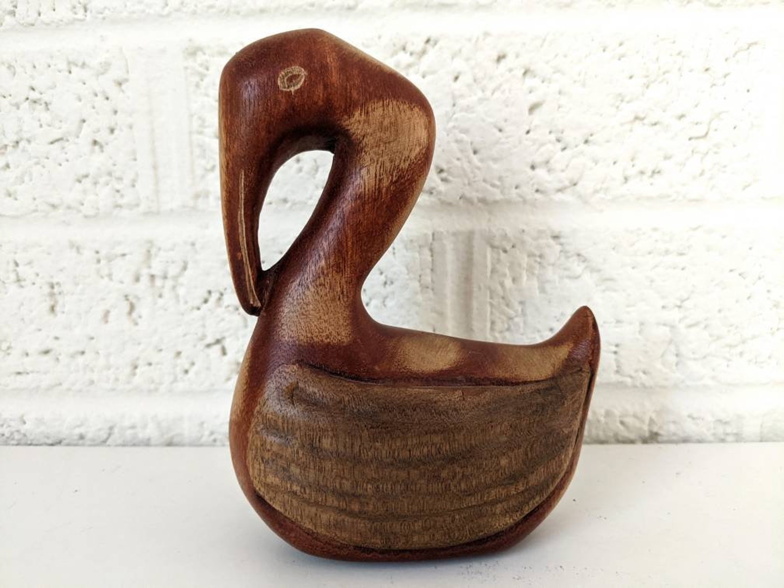 Vintage Hand Carved Wooden Swan - Etsy