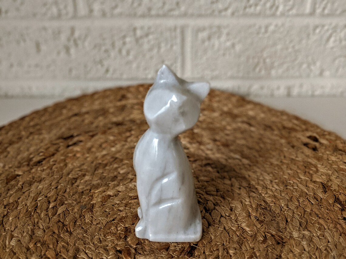 Vintage Carved Marble Cat Carved Stone Cat Figurine - Etsy
