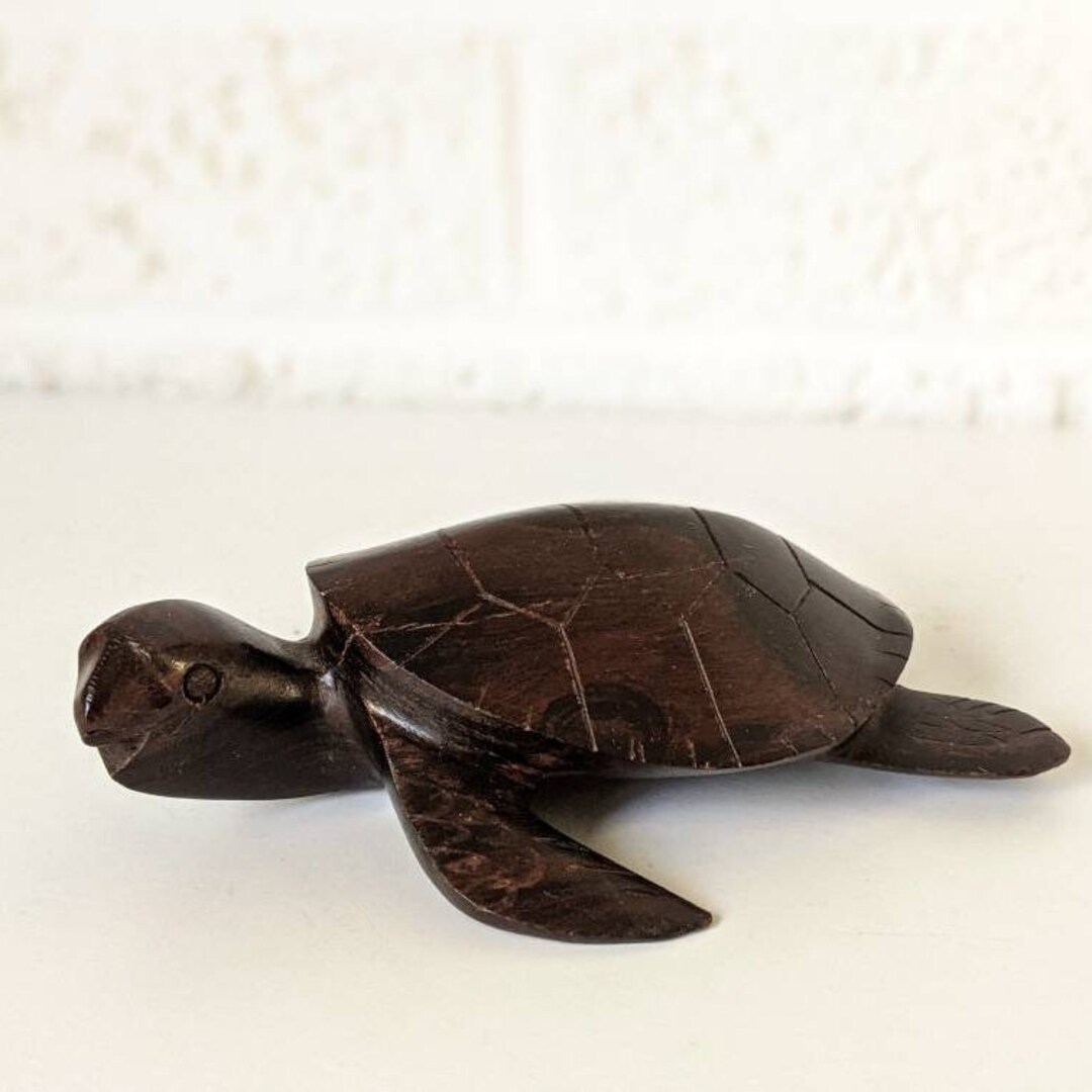 Vintage Ironwood Turtle Hand Carved Wooden Sea Turtle Tortoise Figurine ...