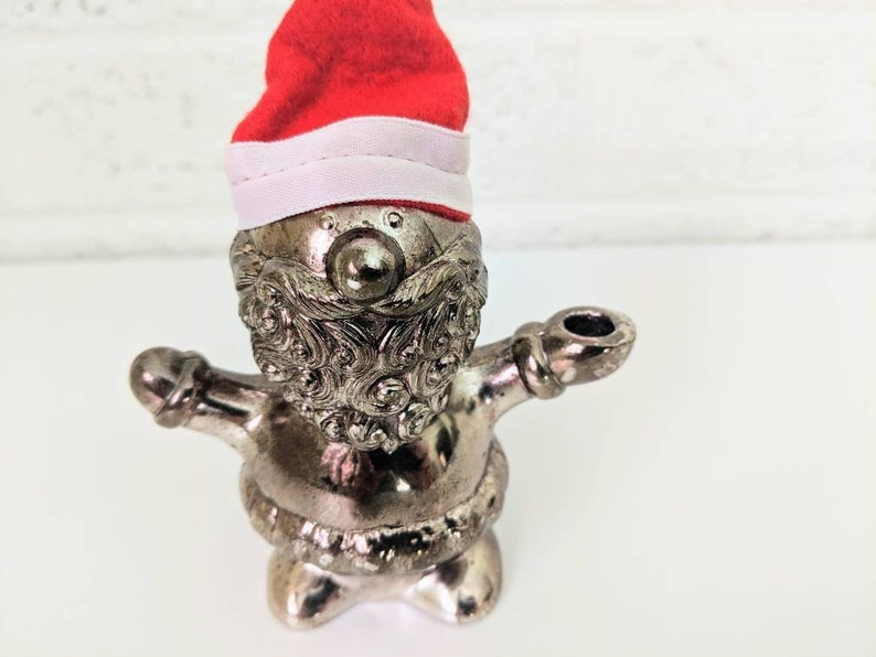 Vintage Rogers Silver Santa Figurine and Candleholder With Red | Etsy