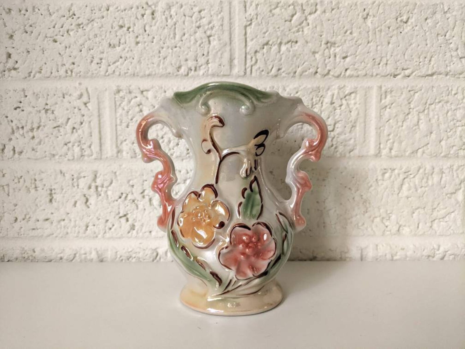 Vintage Brazilian Lusterware Vase With Two Handles - Etsy