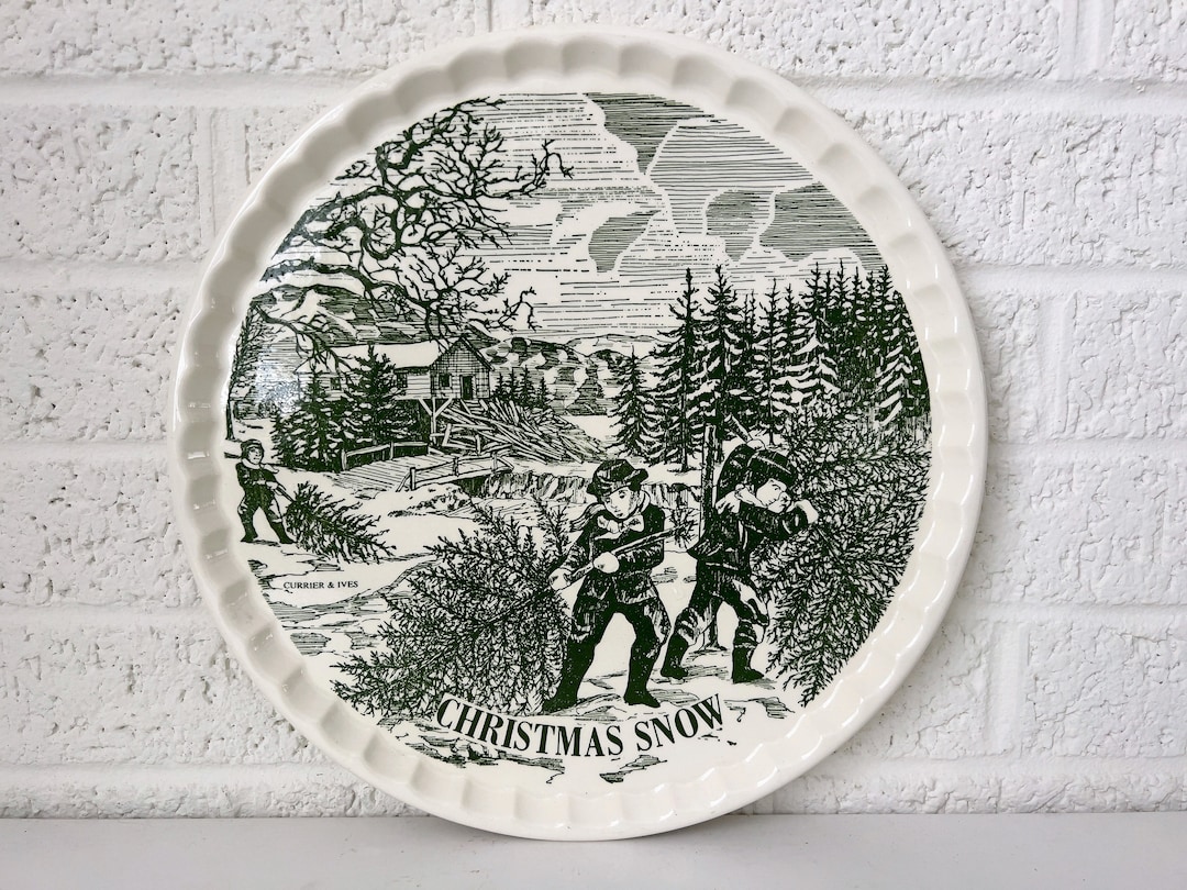 Vintage Currier and Ives Christmas Snow Serving Platter - Etsy