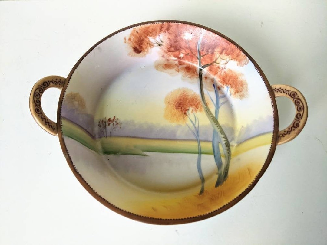 Vintage Hand Painted Nippon Japan Bowl With Two Handles - Etsy