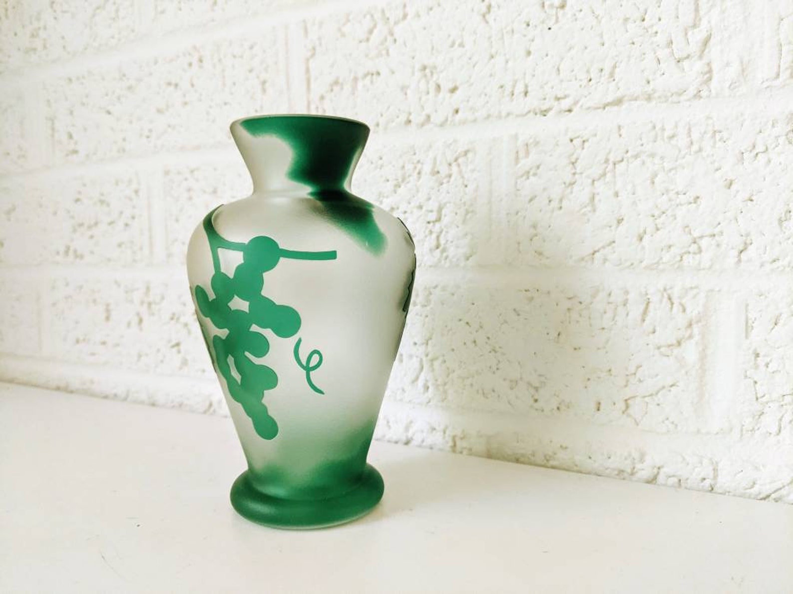 Vintage Bayel Cameo Glass Crystal Vase Grape Clusters and | Etsy