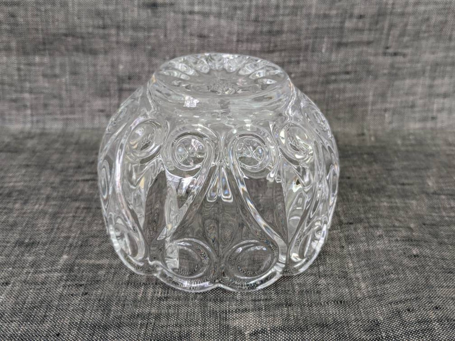 Small Vintage Glass Bowl With Scroll Design - Etsy