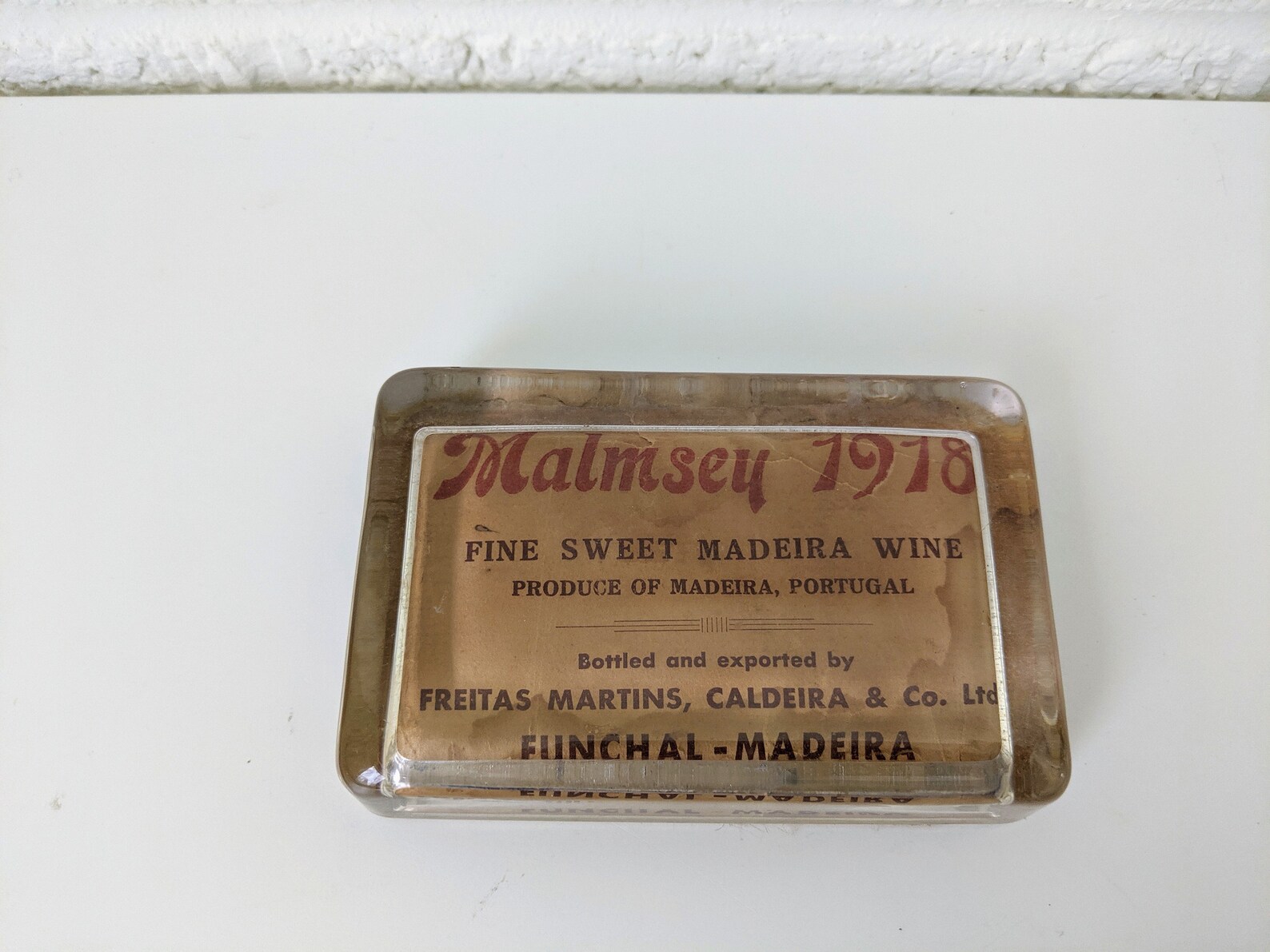 Vintage Glass Paperweight Wine Label - Etsy