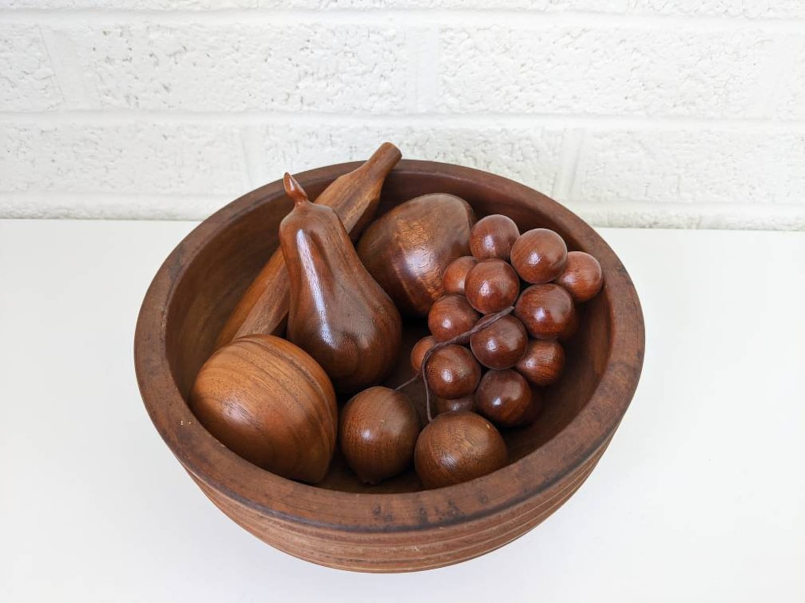 Bowl of Vintage Wooden Fruit - Etsy
