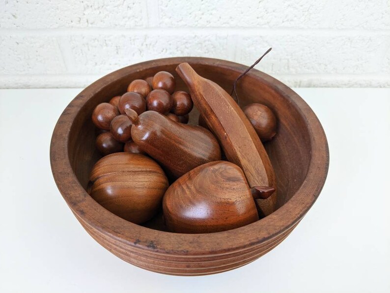 Bowl of Vintage Wooden Fruit - Etsy