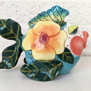 Diane Artware Ceramic Floral Fish Figurine Kissing Fish | Etsy