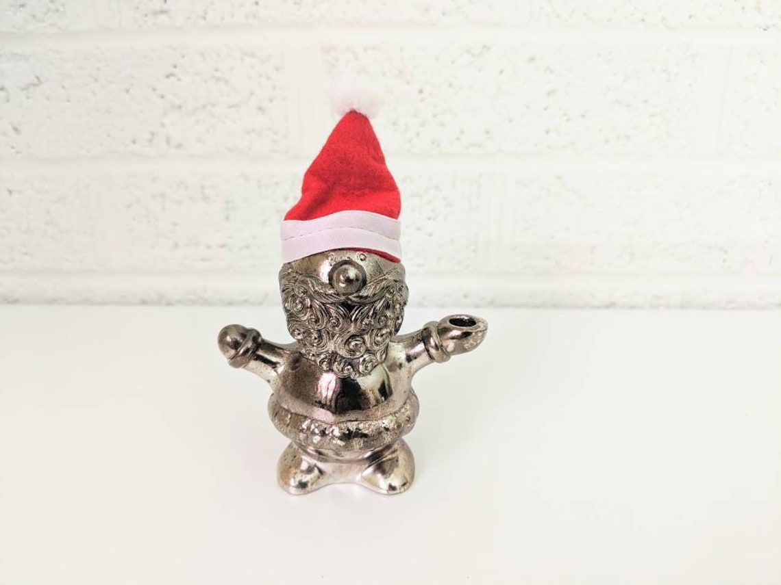 Vintage Rogers Silver Santa Figurine and Candleholder with Red | Etsy