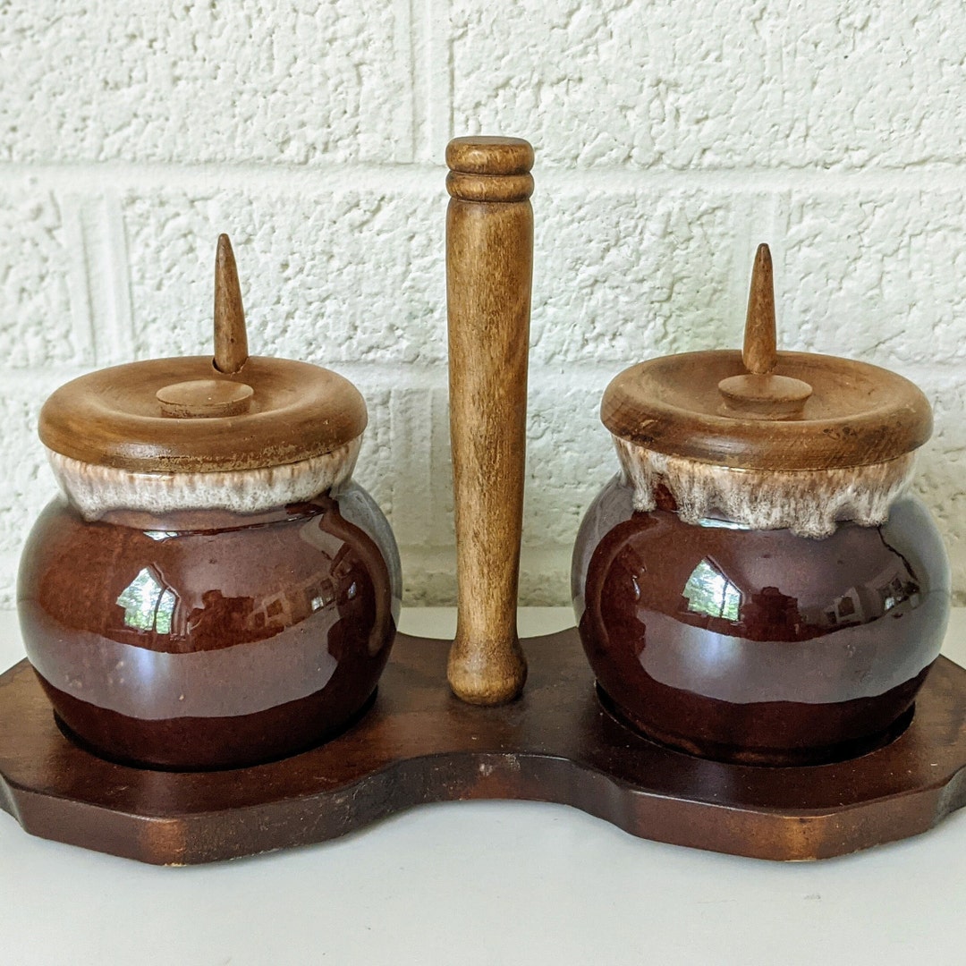 Vintage Drip Pottery Condiment Caddy | Jam Caddy | Honey Caddy - Etsy