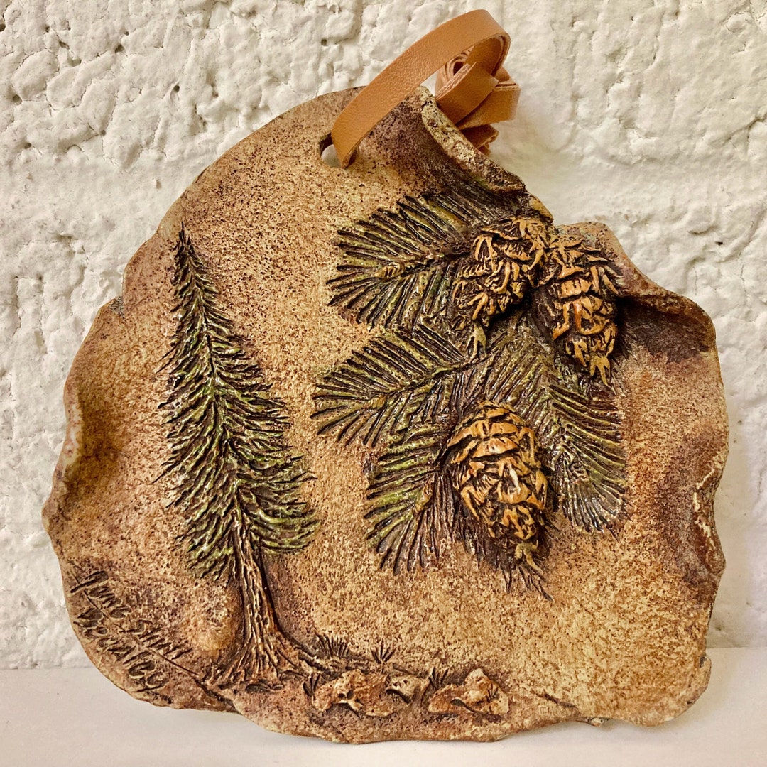Vintage Plastic Wall Plaque | Faux Pottery | Douglas Fir | "nature ...