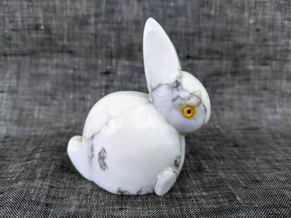 Vintage White Marble Bunny Figurine | Etsy