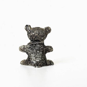 Vintage Tiny Teddy Bear Figurine Pewter or Metal Miniature Teddy Bear ...