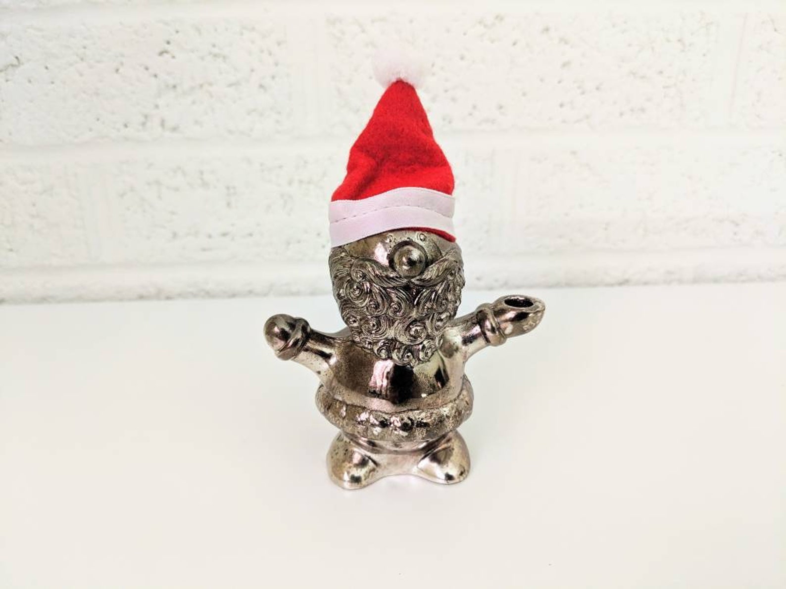 Vintage Rogers Silver Santa Figurine and Candleholder with Red | Etsy