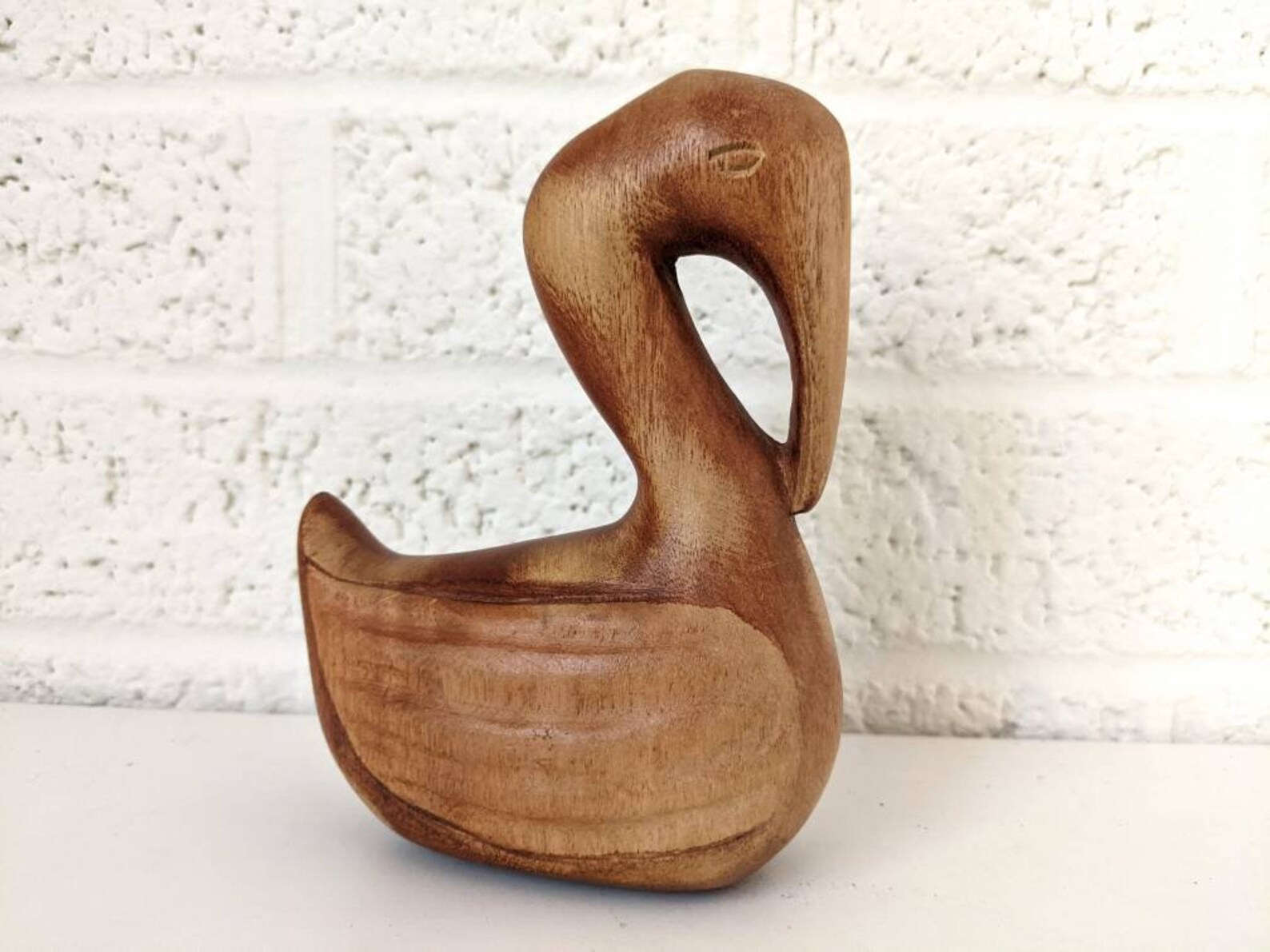 Vintage Hand Carved Wooden Swan | Etsy