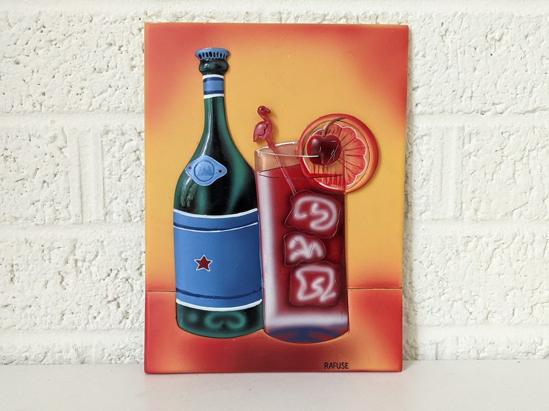 Vintage Rafuse 3D Wall Art | Cocktail Wall Art | 3d Wall Plaque | Bar ...