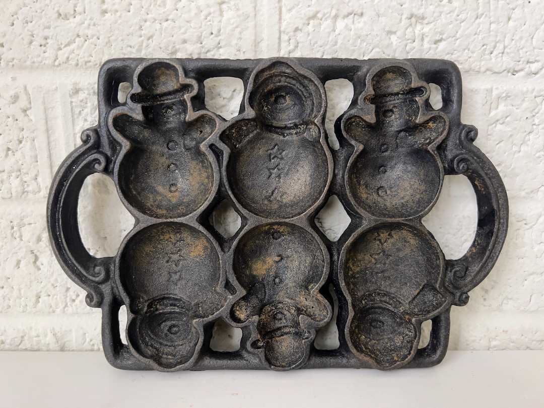 Vintage Snowman Cookies Cast Iron Baking Mold by John Wright - Etsy