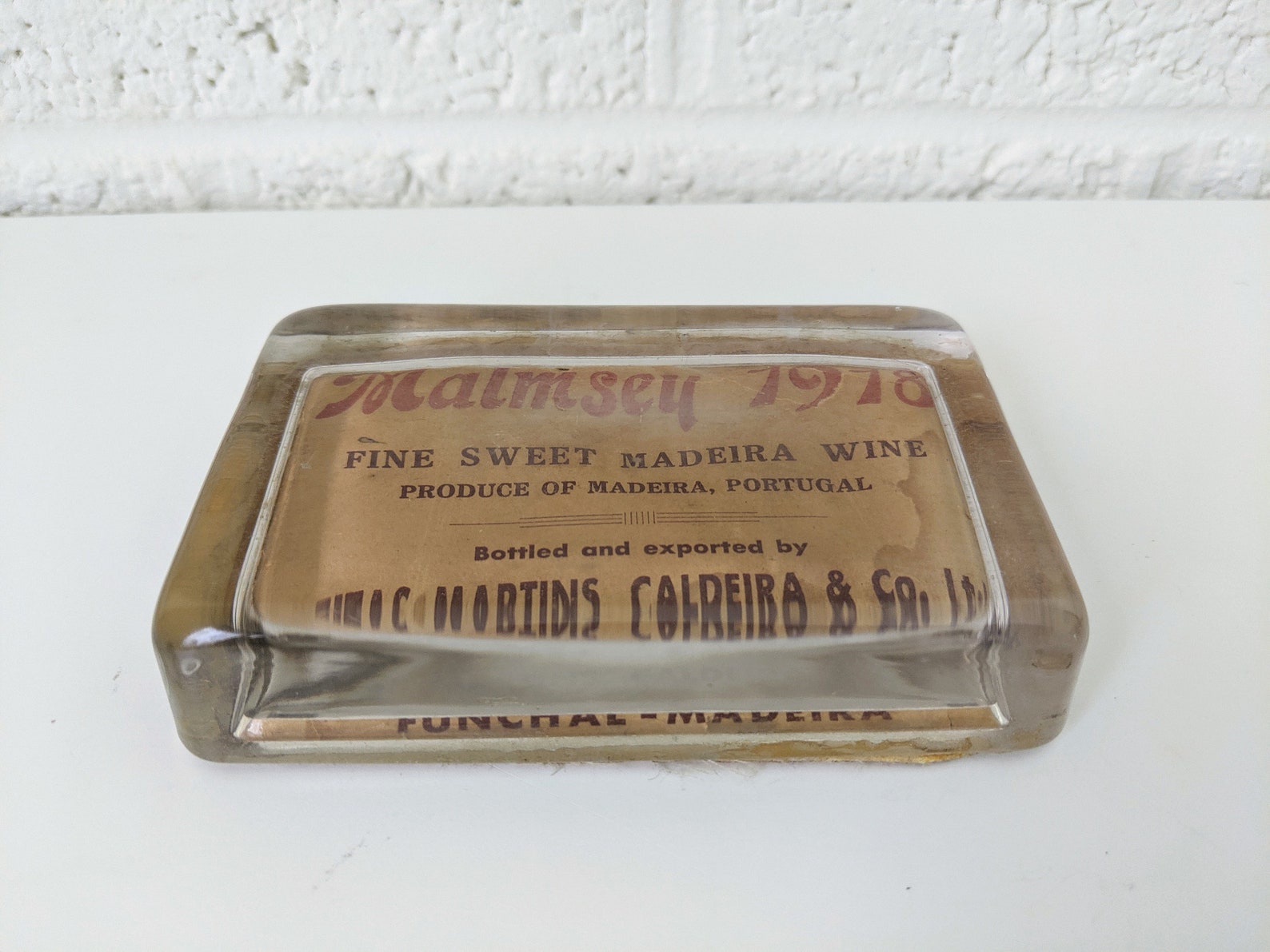 Vintage Glass Paperweight Wine Label - Etsy