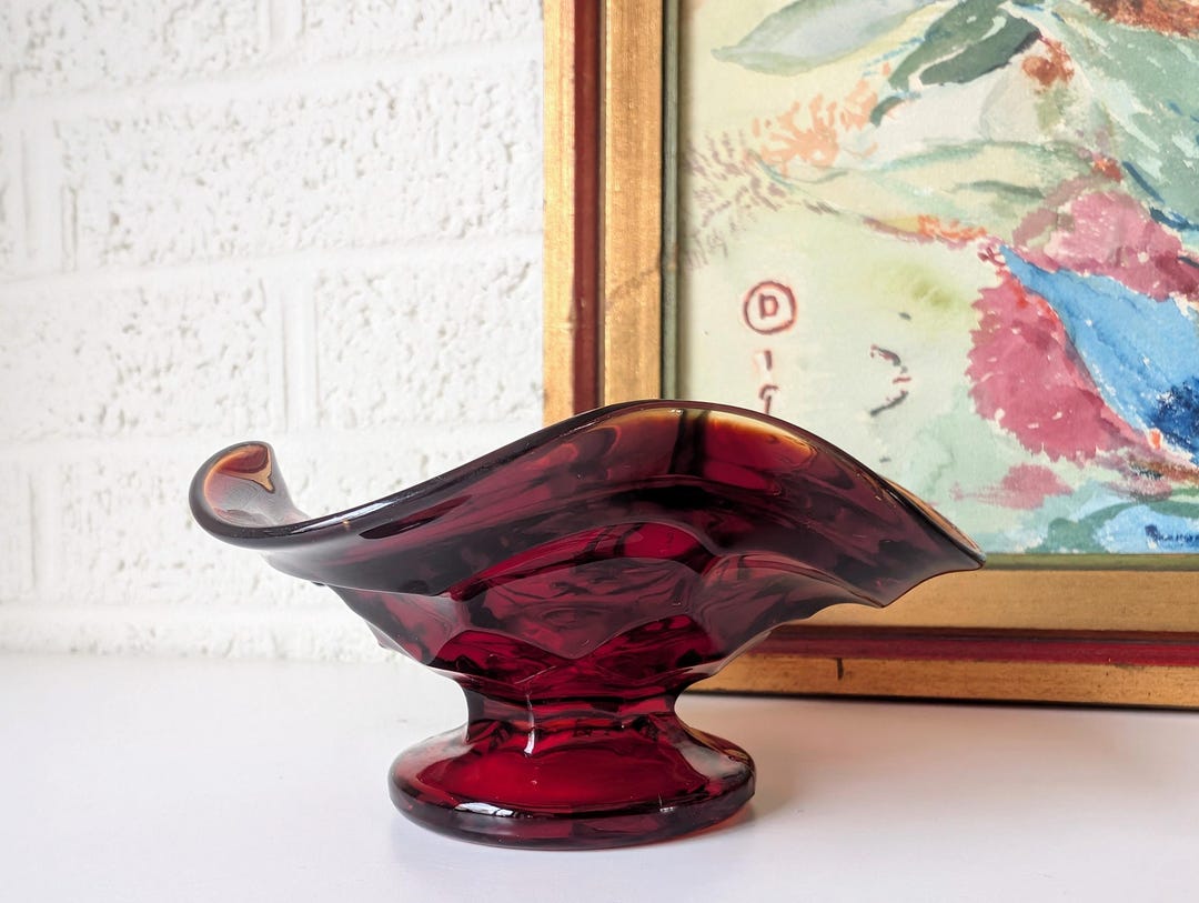 Vintage MCM Viking Glass | Georgian Mini Compote | Ruby Red - Etsy