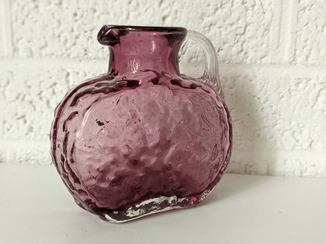 Small Vintage Pilgrim Glass Cranberry Nugget Pattern Pitcher - Etsy