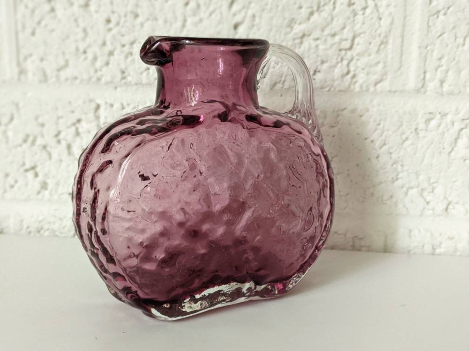 Small Vintage Pilgrim Glass Cranberry Nugget Pattern Pitcher - Etsy