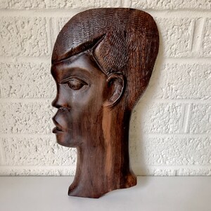 Vintage African Wood Face Carving, Hand Carved | Wall Art | Profile ...