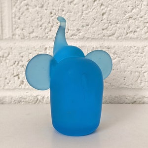 Vintage Glass Elephant Figurine Satin Blue Glass by Interpur - Etsy