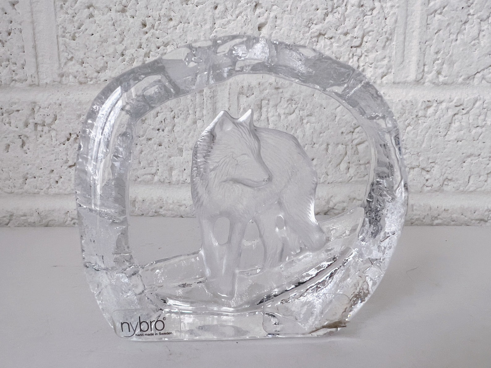 Vintage Nybro Sweden Lead Crystal Wolf Sculpture - Etsy