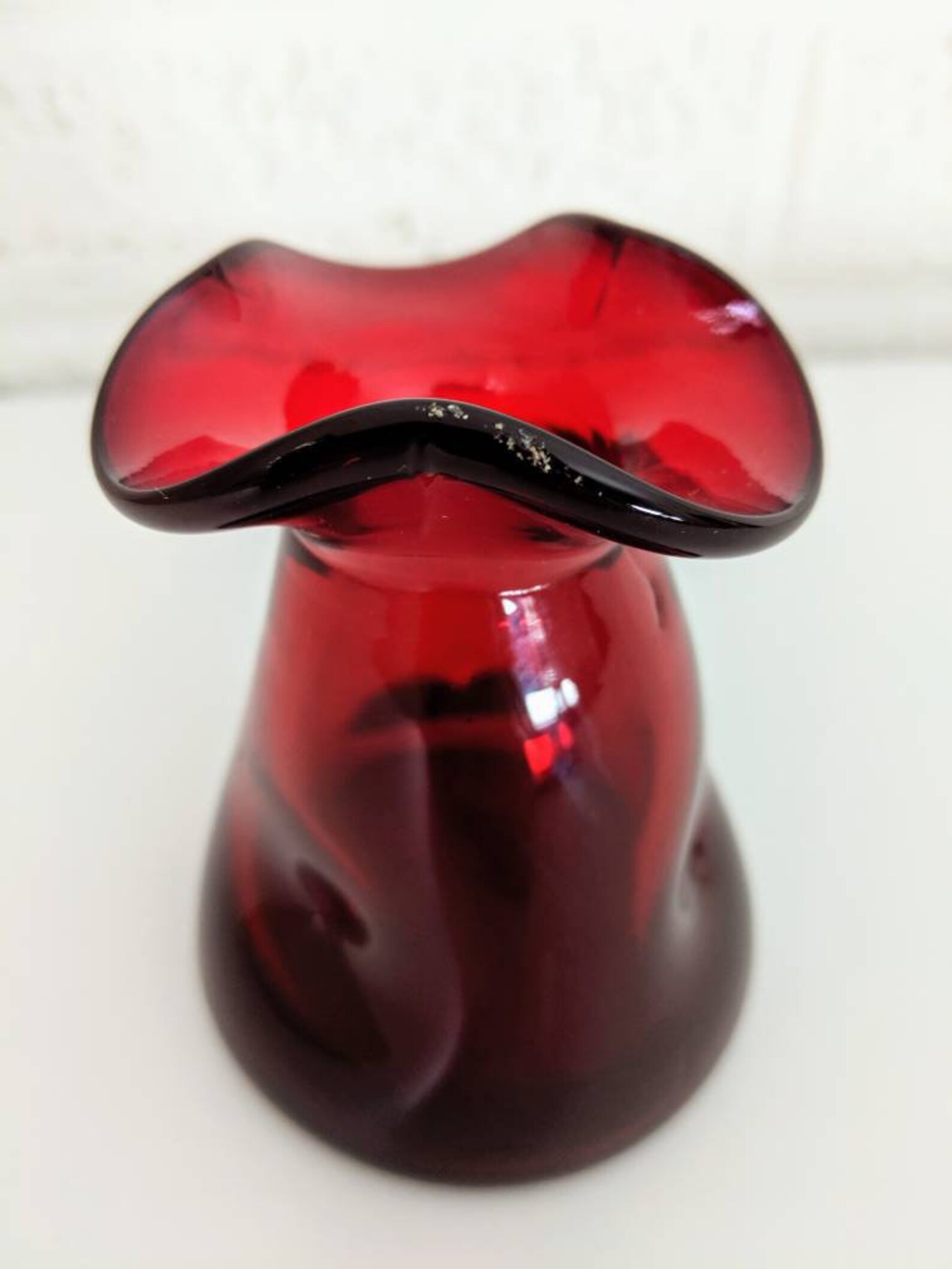 Lovely Vintage Pinch Glass Vase With Flared Top Ruby Red - Etsy