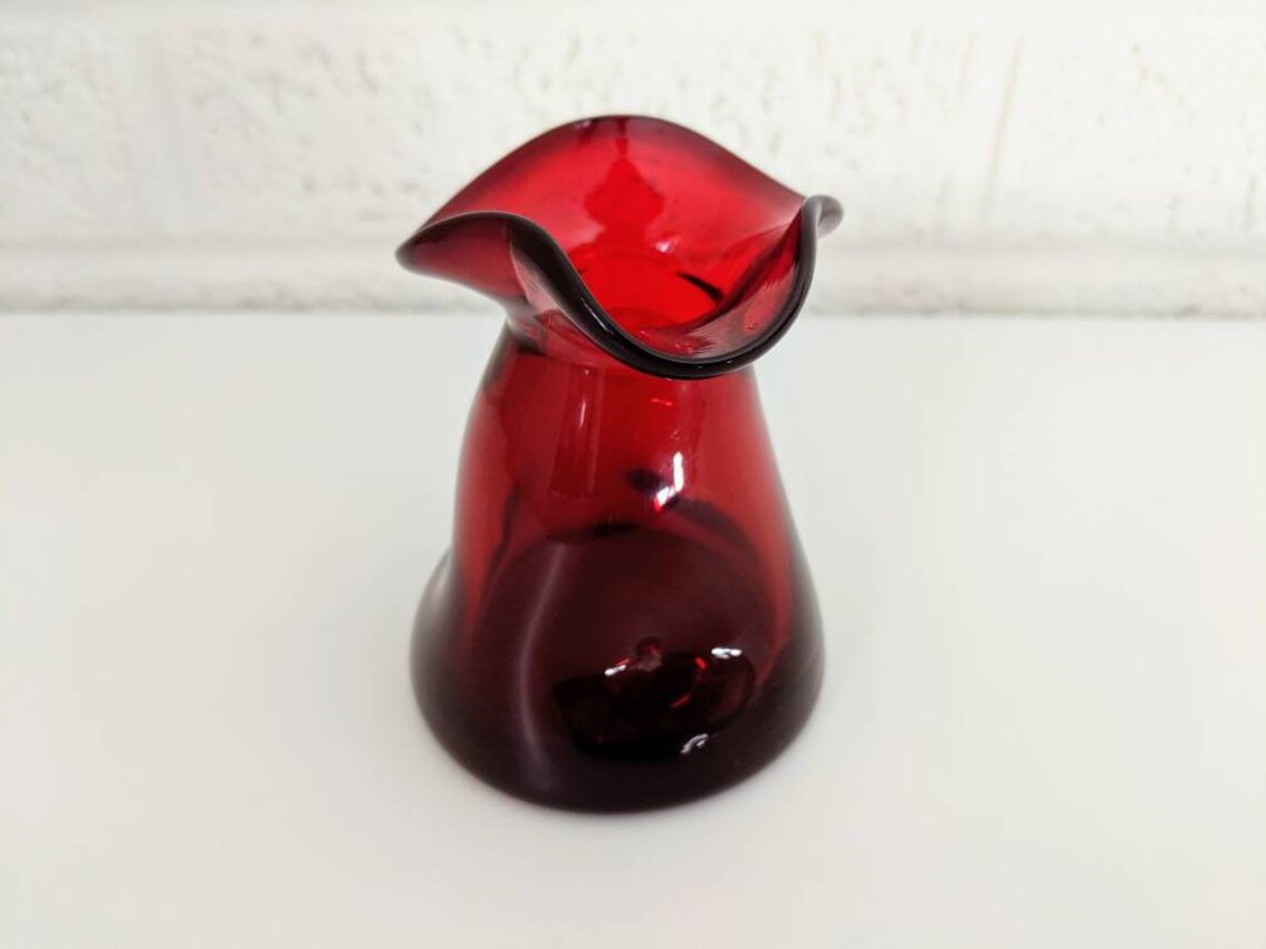 Lovely Vintage Pinch Glass Vase With Flared Top Ruby Red - Etsy
