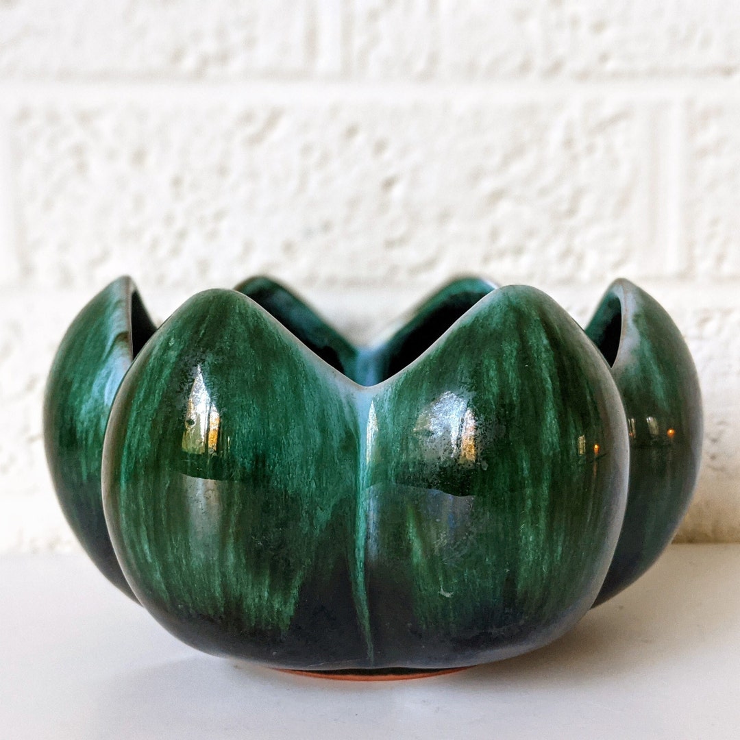 Vintage Blue Mountain Pottery Green Drip Glaze Lotus Planter, Pot, or ...