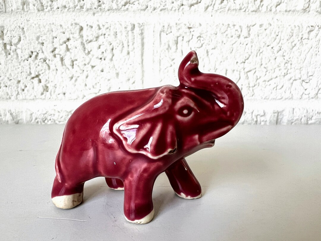 Tiny Vintage Red Elephant Figurine - Etsy