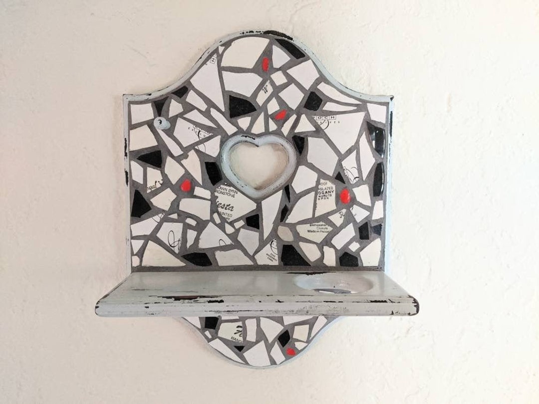 Vintage Mosaic Key Holder and Shelf - Etsy