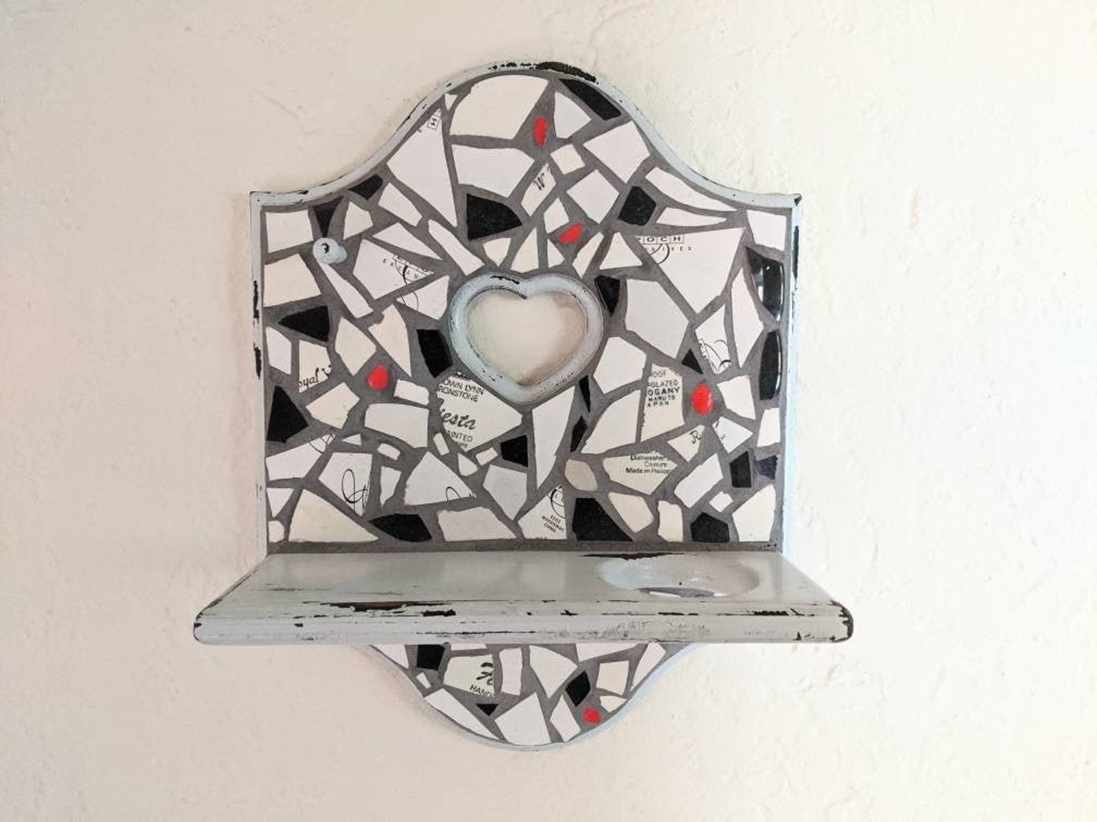 Vintage Mosaic Key Holder and Shelf - Etsy