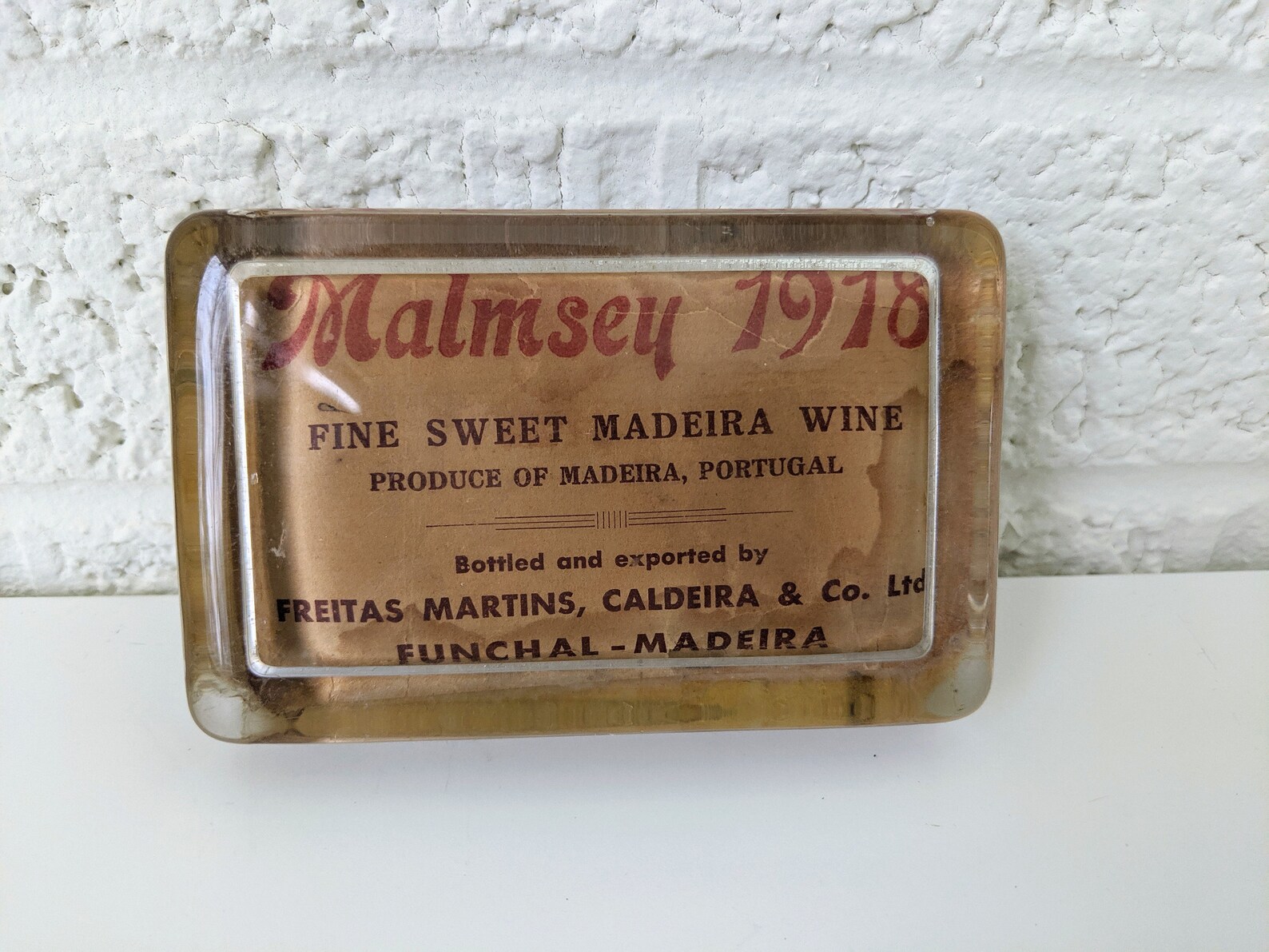 Vintage Glass Paperweight Wine Label - Etsy
