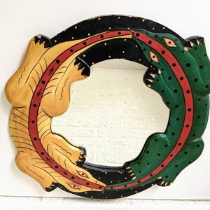 Vintage Wooden Framed Mirror With Two Lizards Alligators or - Etsy
