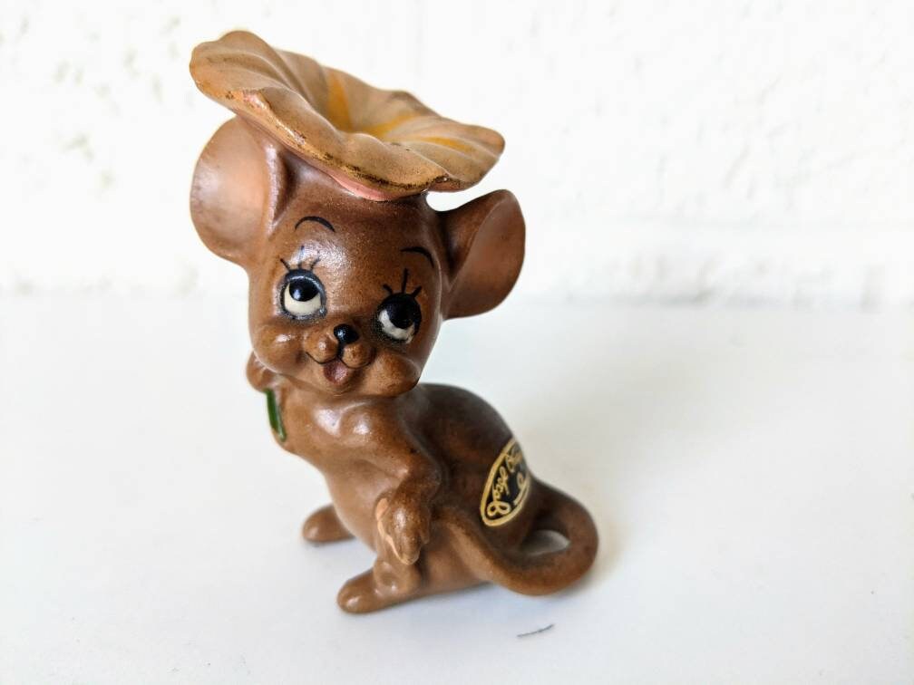 Vintage Josef Originals Mouse with Flower Collectible Figurine | Etsy