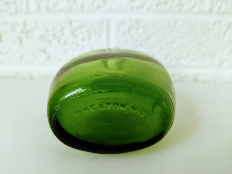 Vintage Wheaton Glass Bottle, Green With Crown Design - Etsy