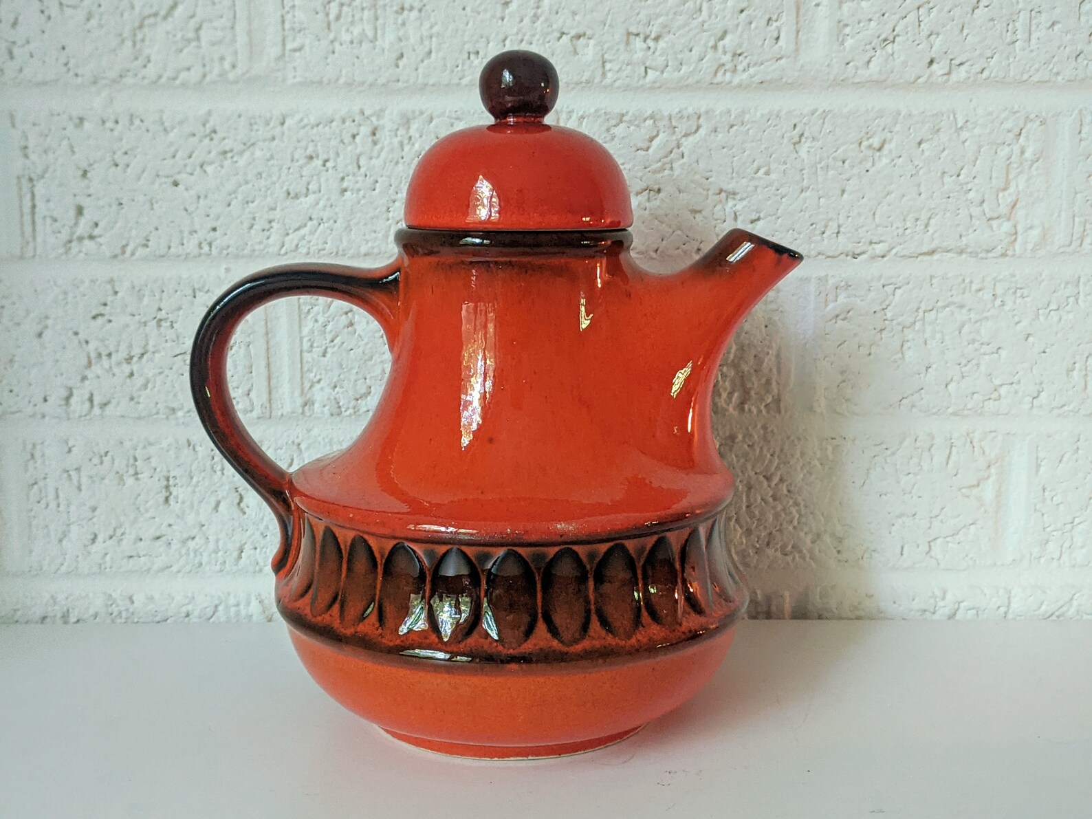 Vintage Red-orange Pottery Dish Set 20-piece Teapot - Etsy